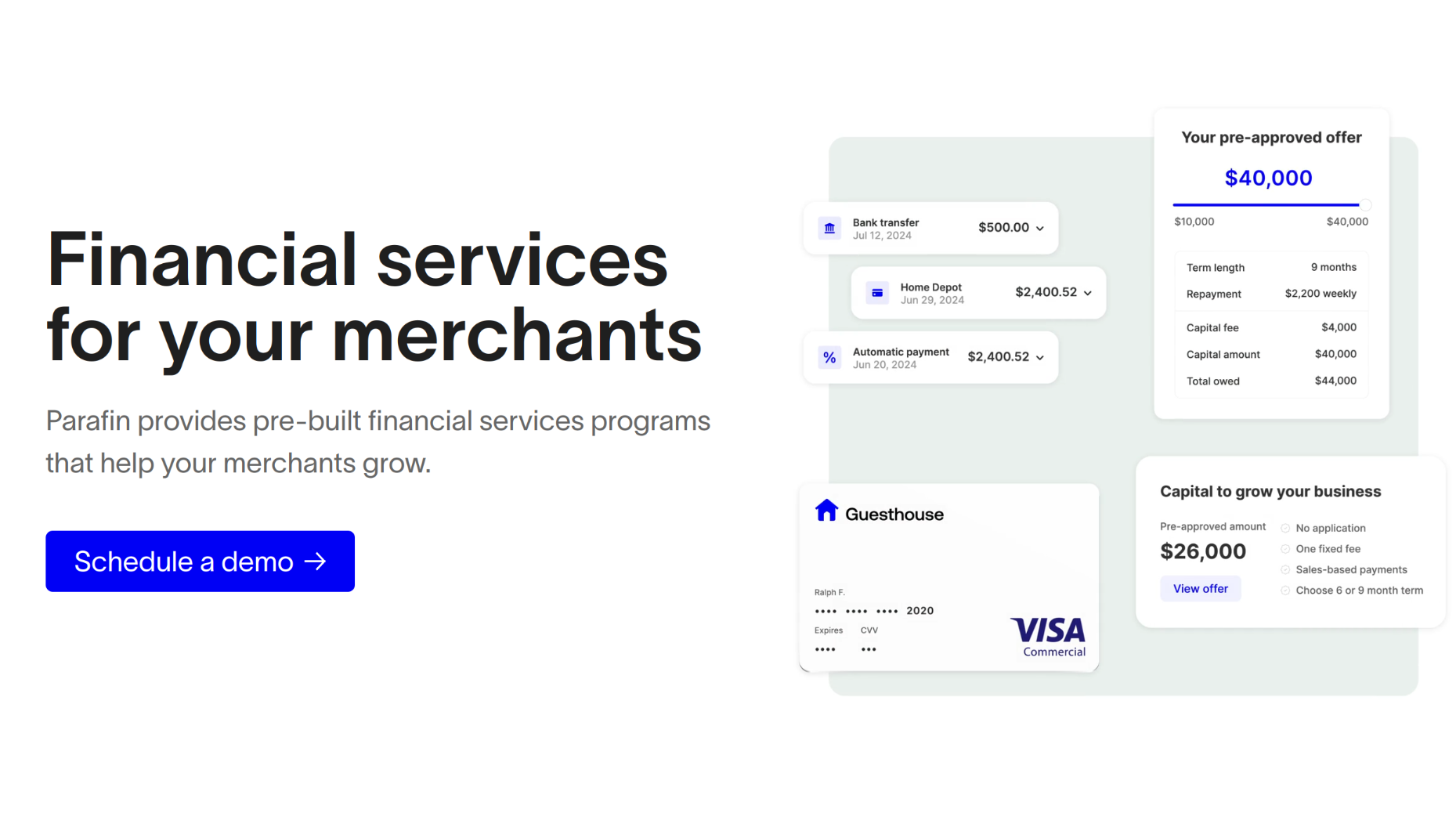 Parafin | Financial services for your merchants